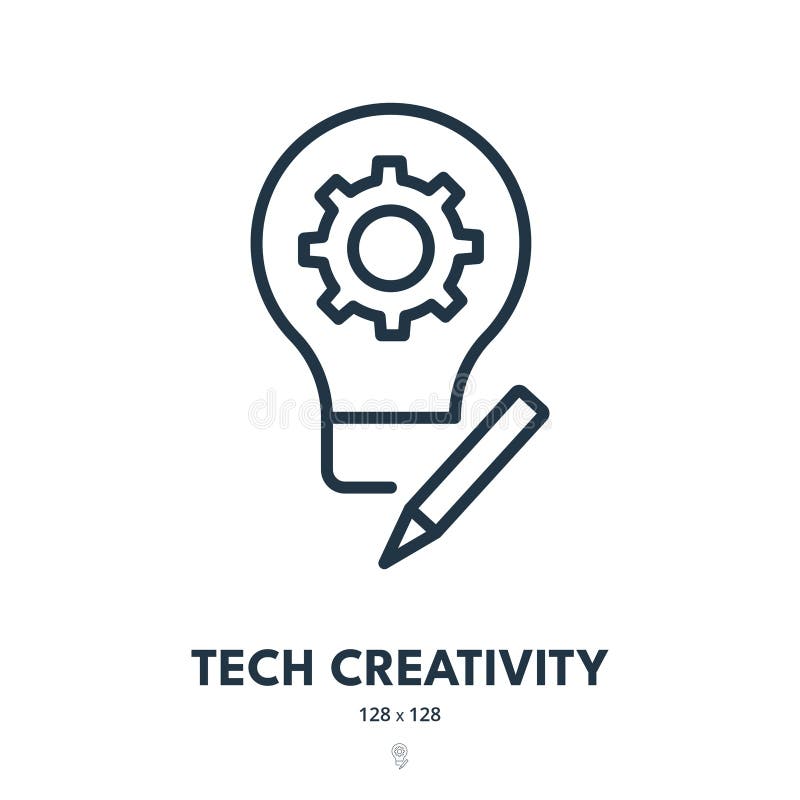 Tech Creativity Icon. Technology, Innovation, Invention. Editable ...