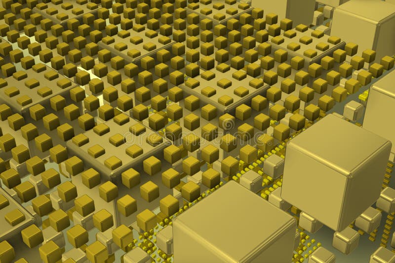 Tech Cubes in Background Scene. Stock Image - Image of cities ...