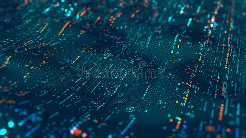Tech Cyber Code Stream. Terabytes of Binary Code Data Flying in a ...
