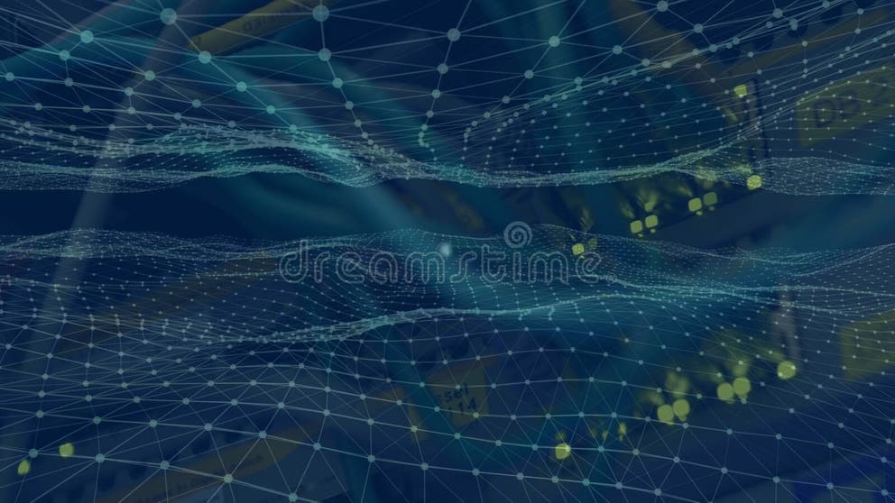 Tech 3D Visualization is Showing Wavy Mesh Layers with Connected Nodes ...