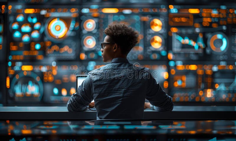 Tech Data Analyst Coding On Laptop Digital Technology Concept System Ai Control Data Science