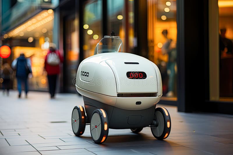 Tech Delivery, Robot Autonomously Navigating the Streets Stock Photo ...