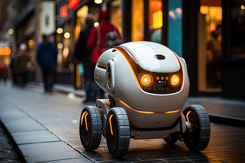 Tech Delivery, Robot Autonomously Navigating the Streets Stock Photo ...