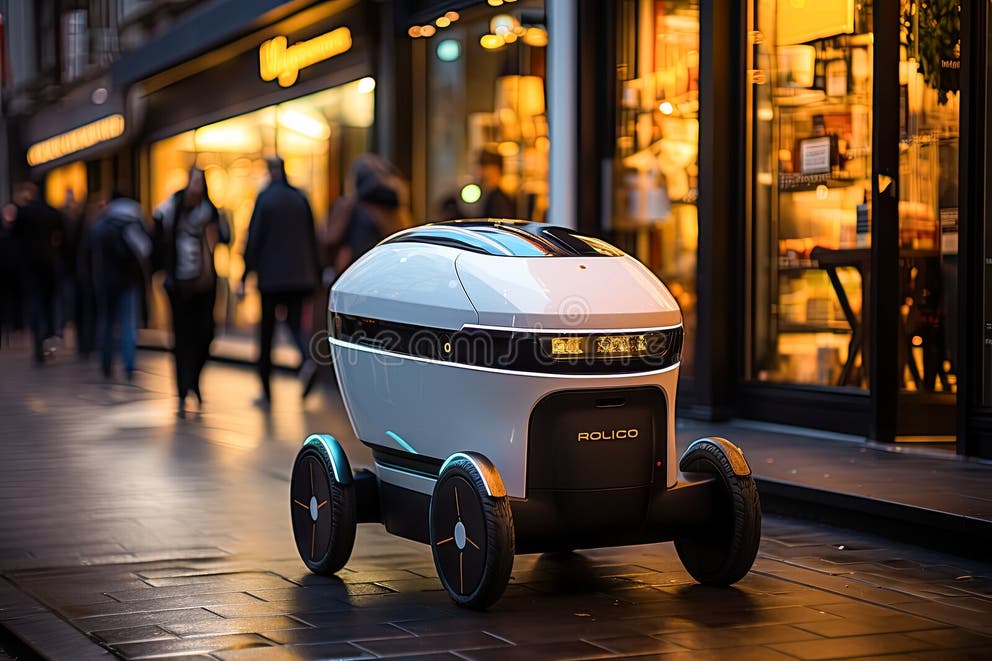 Tech Delivery, Robot Autonomously Navigating the Streets Stock Photo ...