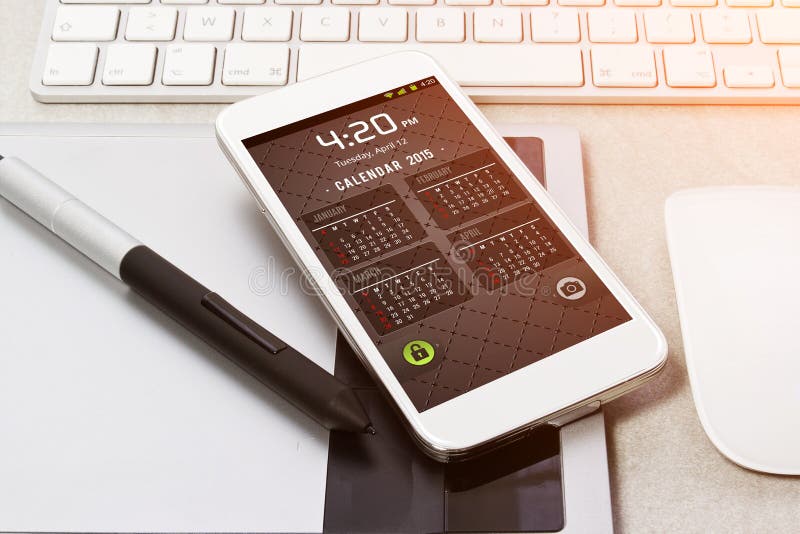 Tech Device Mock Up on Office Background Stock Illustration ...