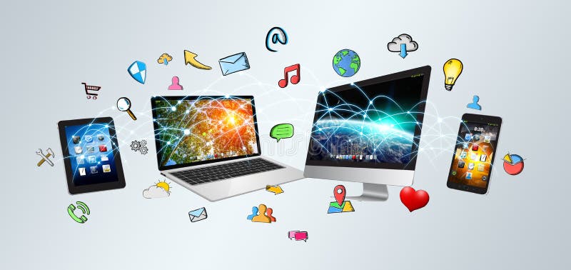 Tech Devices and Icons Applications Stock Illustration - Illustration ...