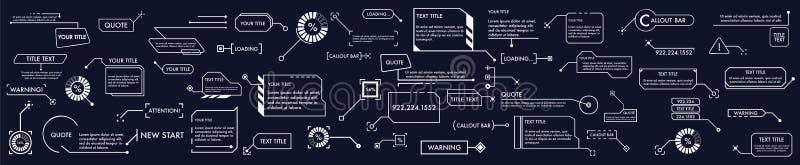 Tech Digital Callouts Titles in Futuristic HUD Style. Interface ...