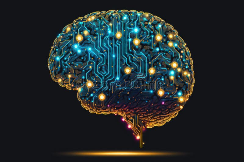 Tech Digital Network Artificial Intelligence Smart Brain Stock Illustration - Illustration of ...
