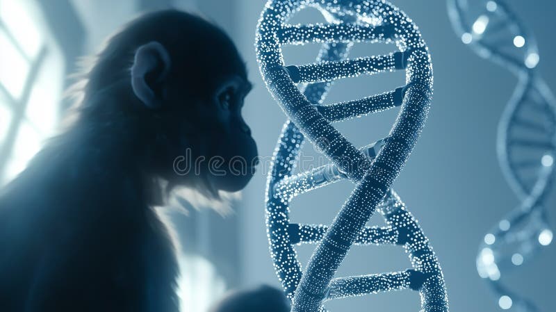 Tech DNA Primate Shadow Art Stock Illustration - Illustration of ...