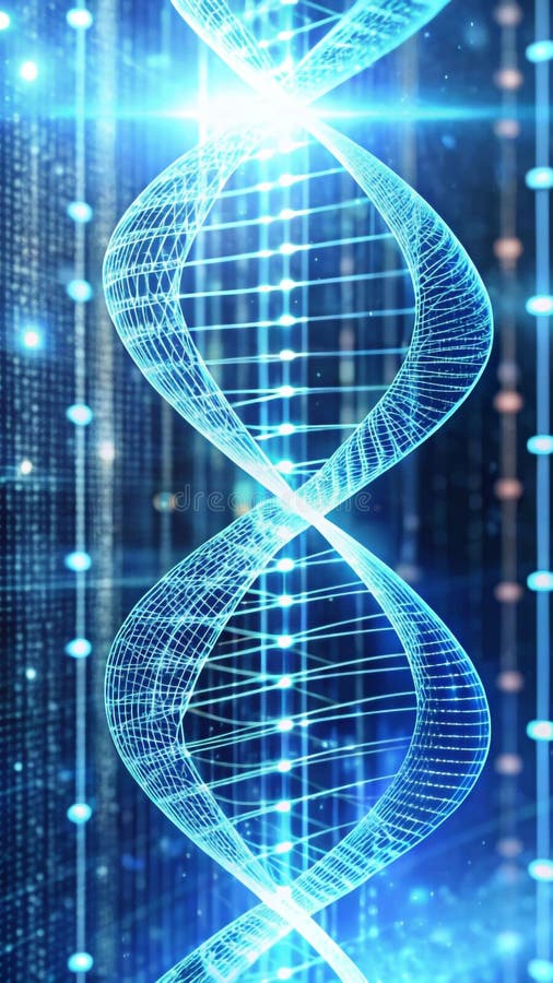 Tech Dna Strand a Glowing Digital Dna Strand Stock Illustration ...