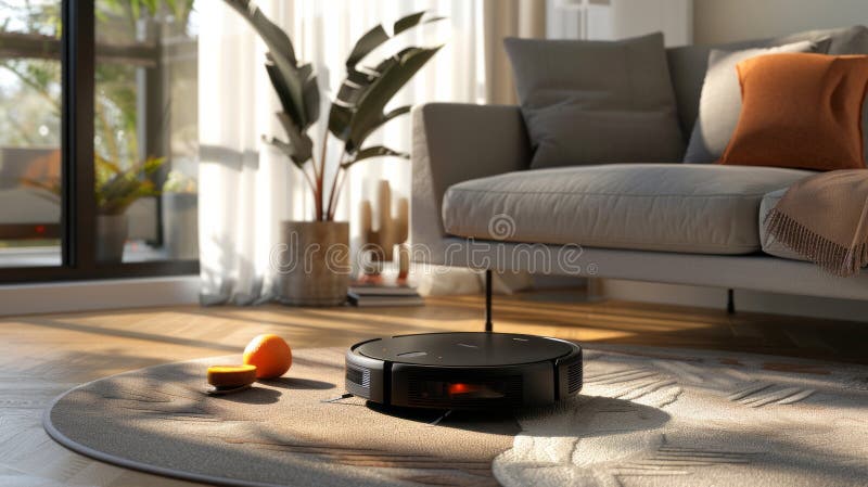 Tech-Driven Clean: Smart Vacuum for the Modern Home Stock Illustration ...