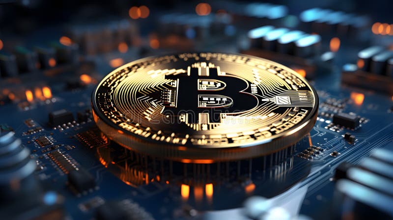 Tech-Driven Visuals: Blue Wallpaper Featuring Bitcoin Symbols Stock ...