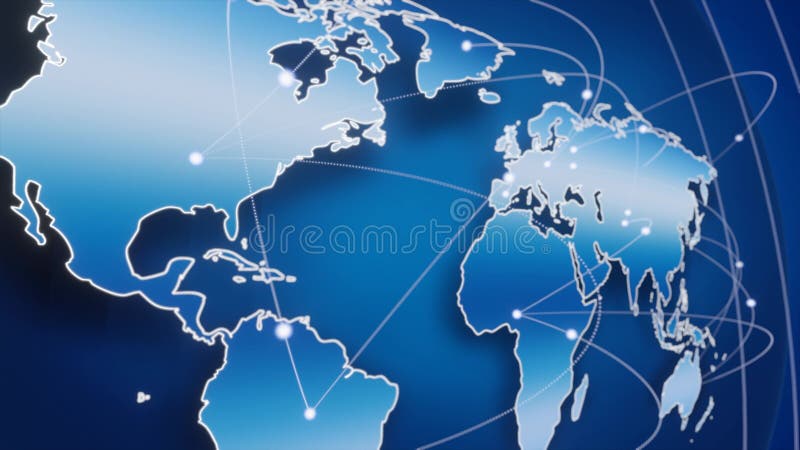 Tech Earth Globalization in 3d Animation. Global Business Dots on ...