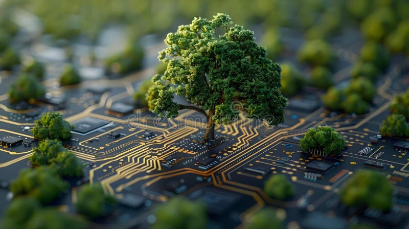 Tech-Eco Harmony: Circuit Forest. Concept Sustainable Technology, Eco ...