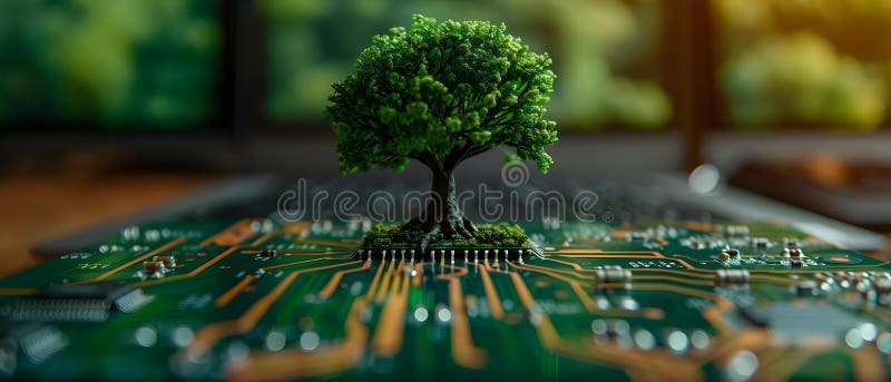 Tech Ecosystem: Harmony of Circuitry and Nature. Concept Sustainable ...