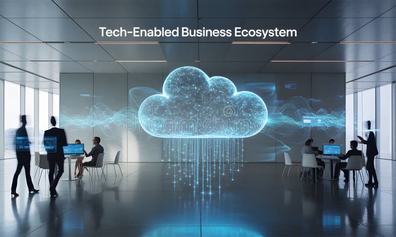 Tech-Enabled Business Ecosystem Stock Illustration - Illustration of ...