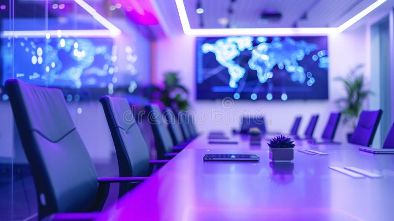 Tech-enabled Conference Room, with a Close-up on Digital Presentation ...