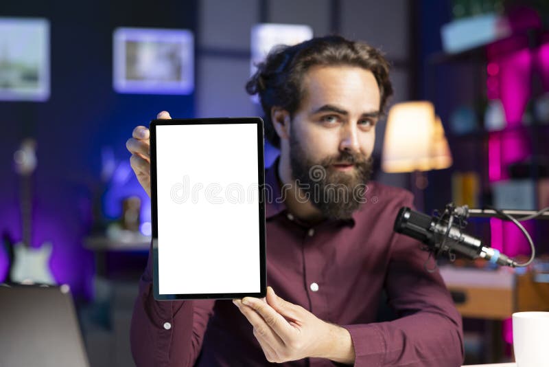 Tech Engineer Presenting Screen Tablet Stock Image - Image of ...