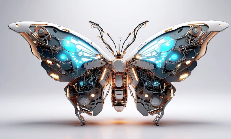 Tech-Enhanced Butterfly with Luminous Robotic Wings and Futuristic ...