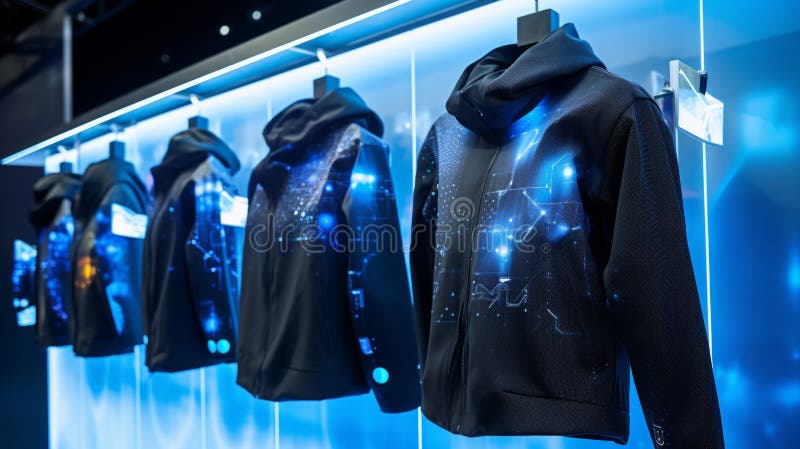 Tech-Enhanced Smart Clothing Display Stock Image - Image of retail ...
