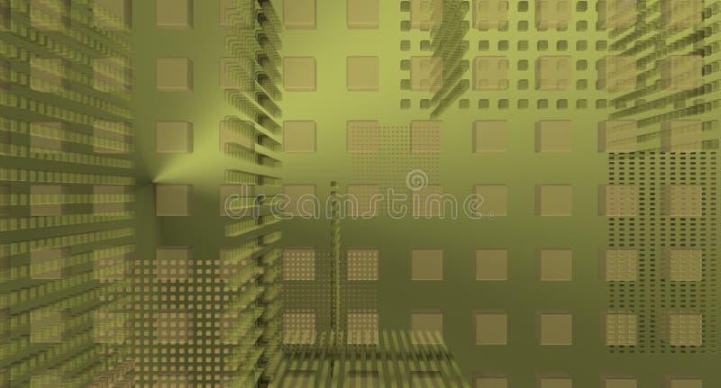 Futuristic Composition in Space with Wall of Cube. Stock Illustration ...