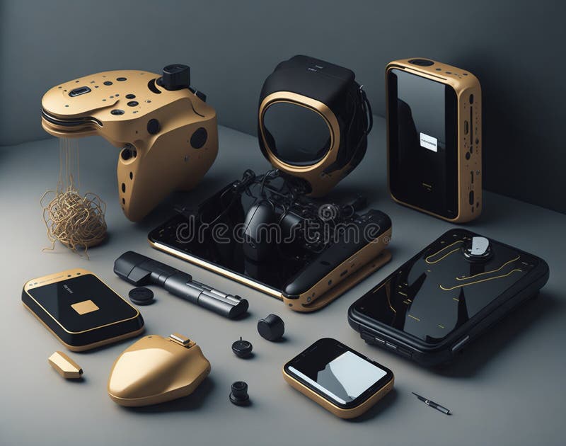 Tech Essentials - Innovative Gadgets Still Life Stock Illustration ...