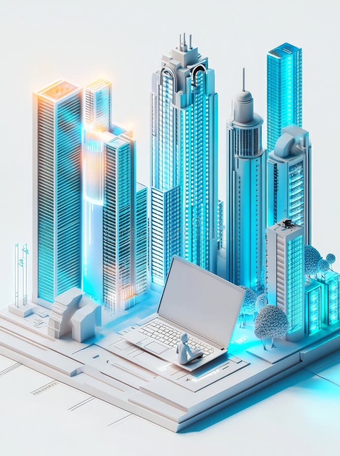 A Tech Expert Monitors City Network Infrastructure while Working in a ...