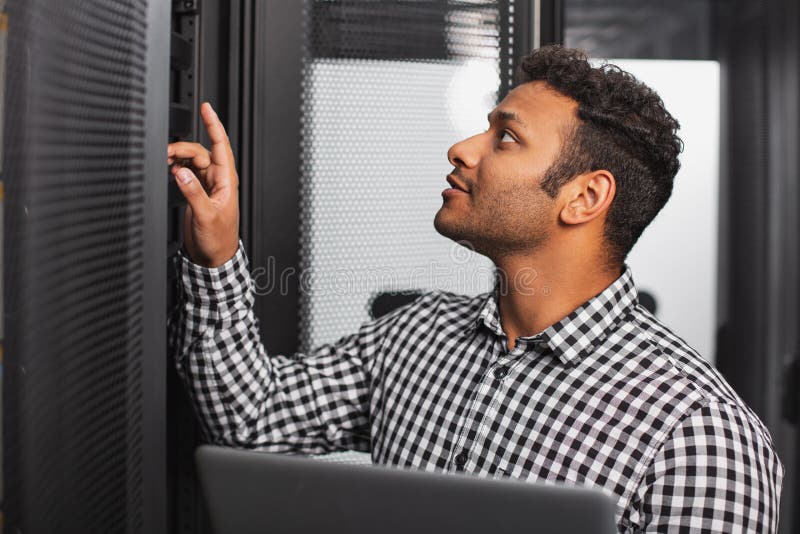 Pleased it Guy Verifying System Stock Photo - Image of connected ...