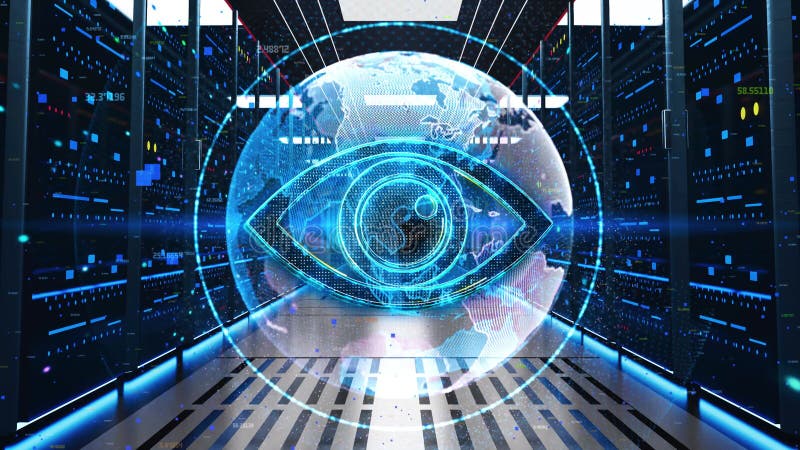 Tech Eye Icon Blue Low Poly Rotating on Black Background Stock Footage ...