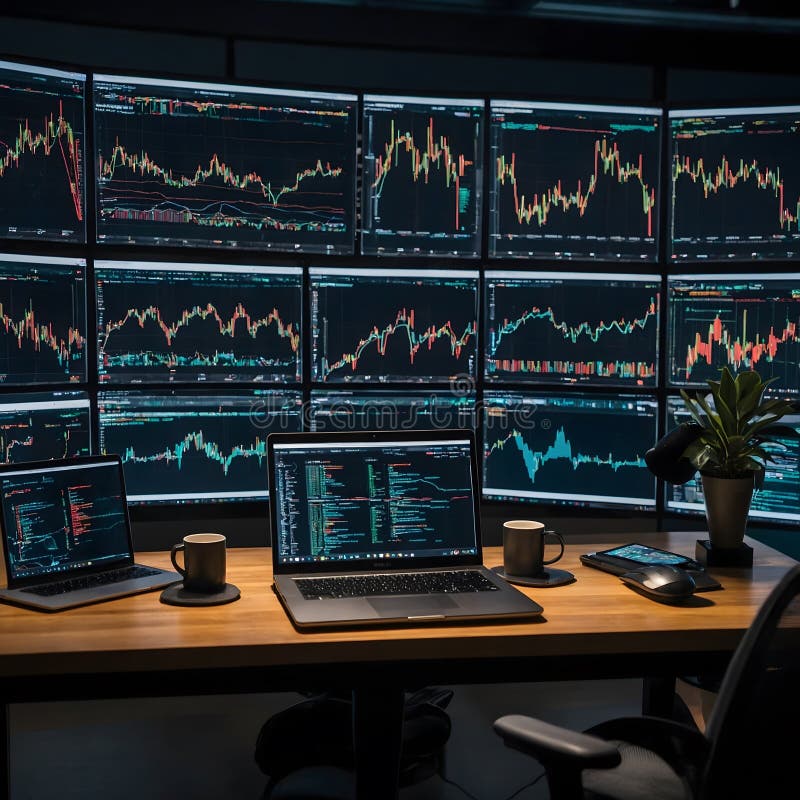 Tech-Focused Setup: Laptop with Multiple Displays for Efficient Coding ...