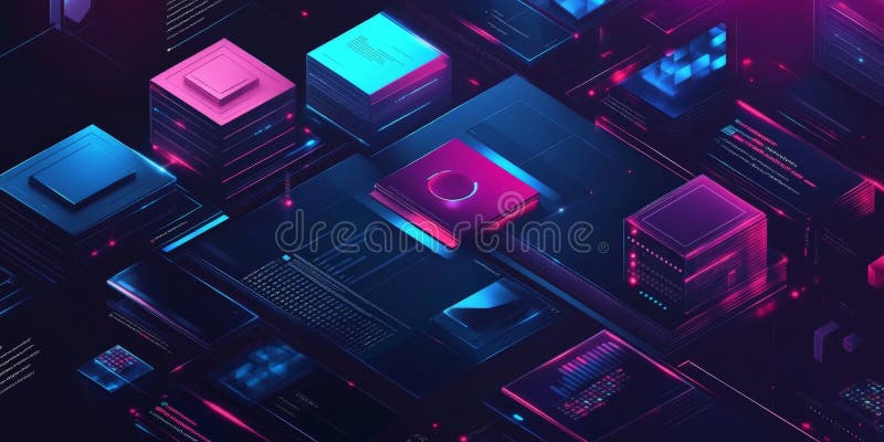 A Tech-focused Web Design with a Dark Mode Theme, Sharp Lines, Neon ...