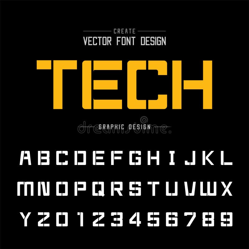 Tech Font and Graphic Alphabet Vector, Technology Modern Typeface and ...