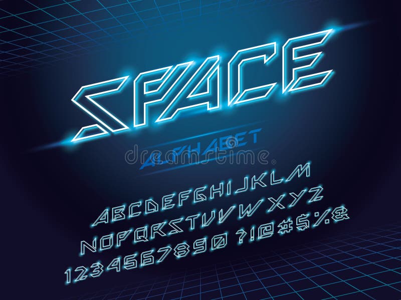 Tech font stock vector. Illustration of blue, poster - 144076059