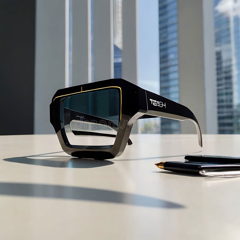 Tech-Forward Desk with Futuristic AR Glasses, Wireless Devices, and ...