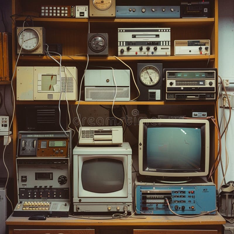 Tech-friendly Shelf with a Computer, Printer, and Precision Dials for a ...