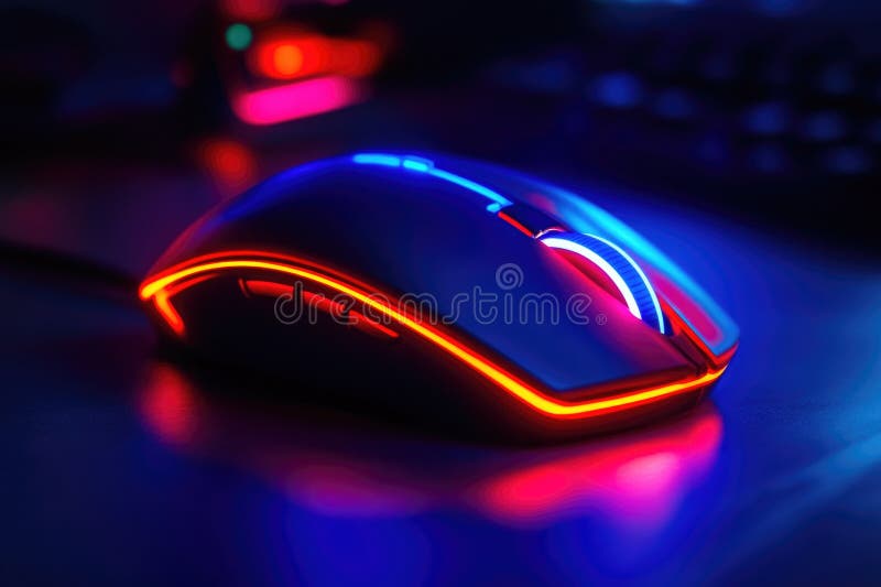 Tech Gaming Mouse with Neon Lights. Stock Illustration - Illustration ...