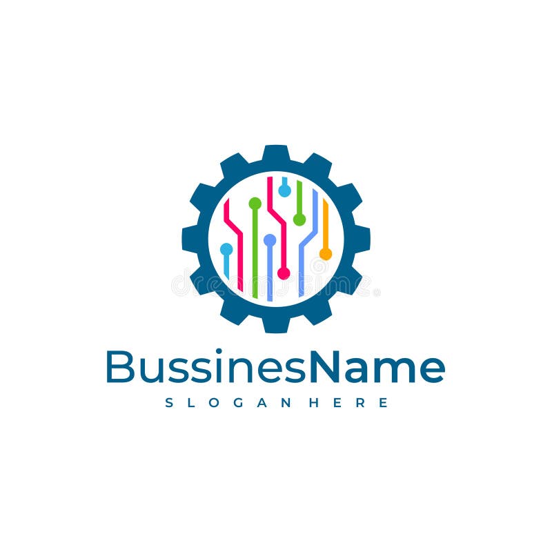 Tech Gear Logo Vector Template. Creative Gear Logo Design Concepts Stock Illustration ...