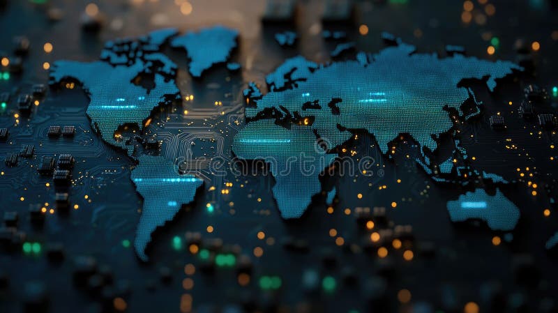 Tech Geography: World Map Crafted from Microchips, Global ...