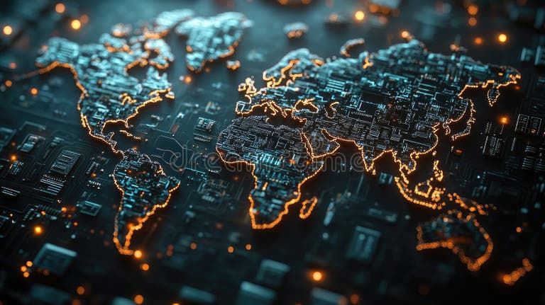 Tech Geography: World Map Crafted from Microchips, Global ...