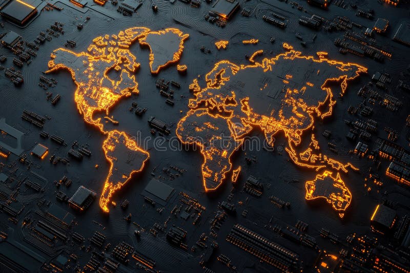 Tech Geography: World Map Crafted from Microchips, Global ...