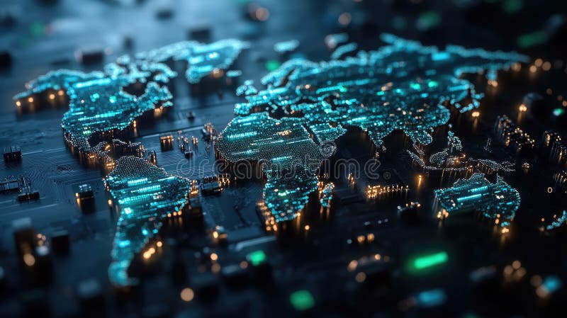 Tech Geography: World Map Crafted from Microchips, Global ...