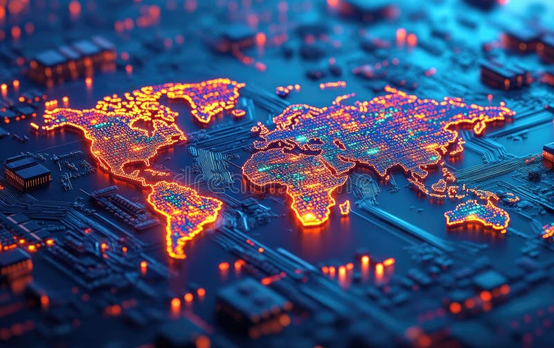 Tech Geography: World Map Crafted from Microchips, Global ...