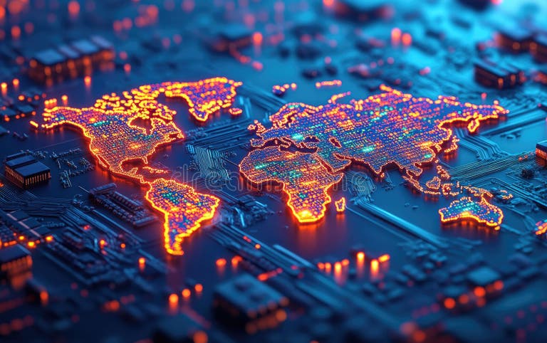 Tech Geography: World Map Crafted from Microchips, Global ...