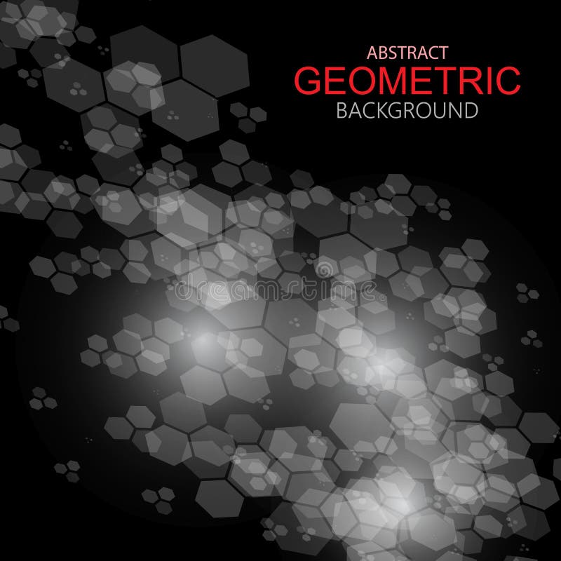 Tech Geometric Black Background with Hexagon Texture. Vector Design ...