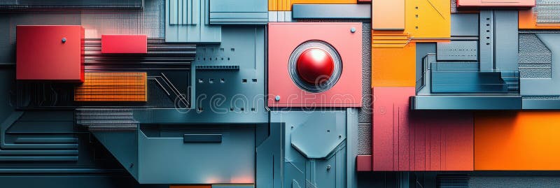 Tech Geometric Illustrations, Geometric Tech Designs on Metallic ...