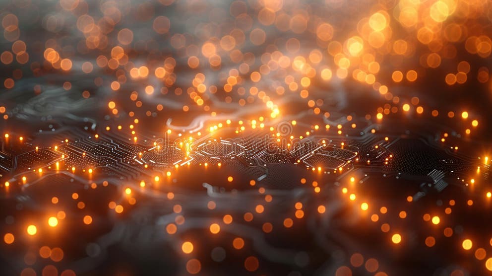 Tech Glow Background with Microchip Circuit Stock Illustration ...