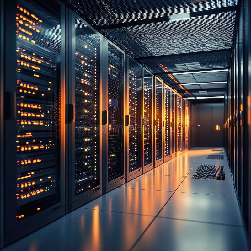 Tech Haven: Server Room Filled with Rows of Sleek Servers, Illuminated ...