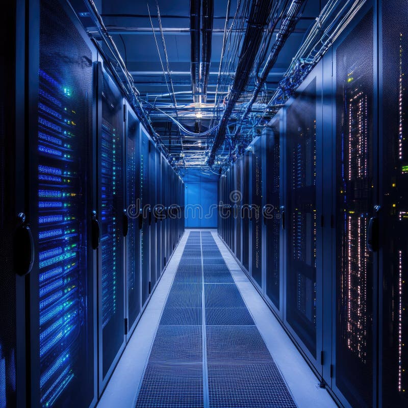 Tech Haven: Server Room Filled with Rows of Sleek Servers, Illuminated ...