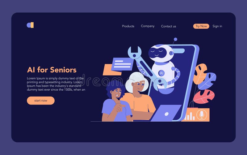 Tech Help Across Generations. Flat Stock Vector - Illustration of ...