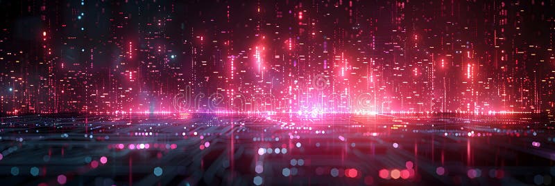 Tech Horizon - Futuristic Digital Landscape Stock Illustration ...